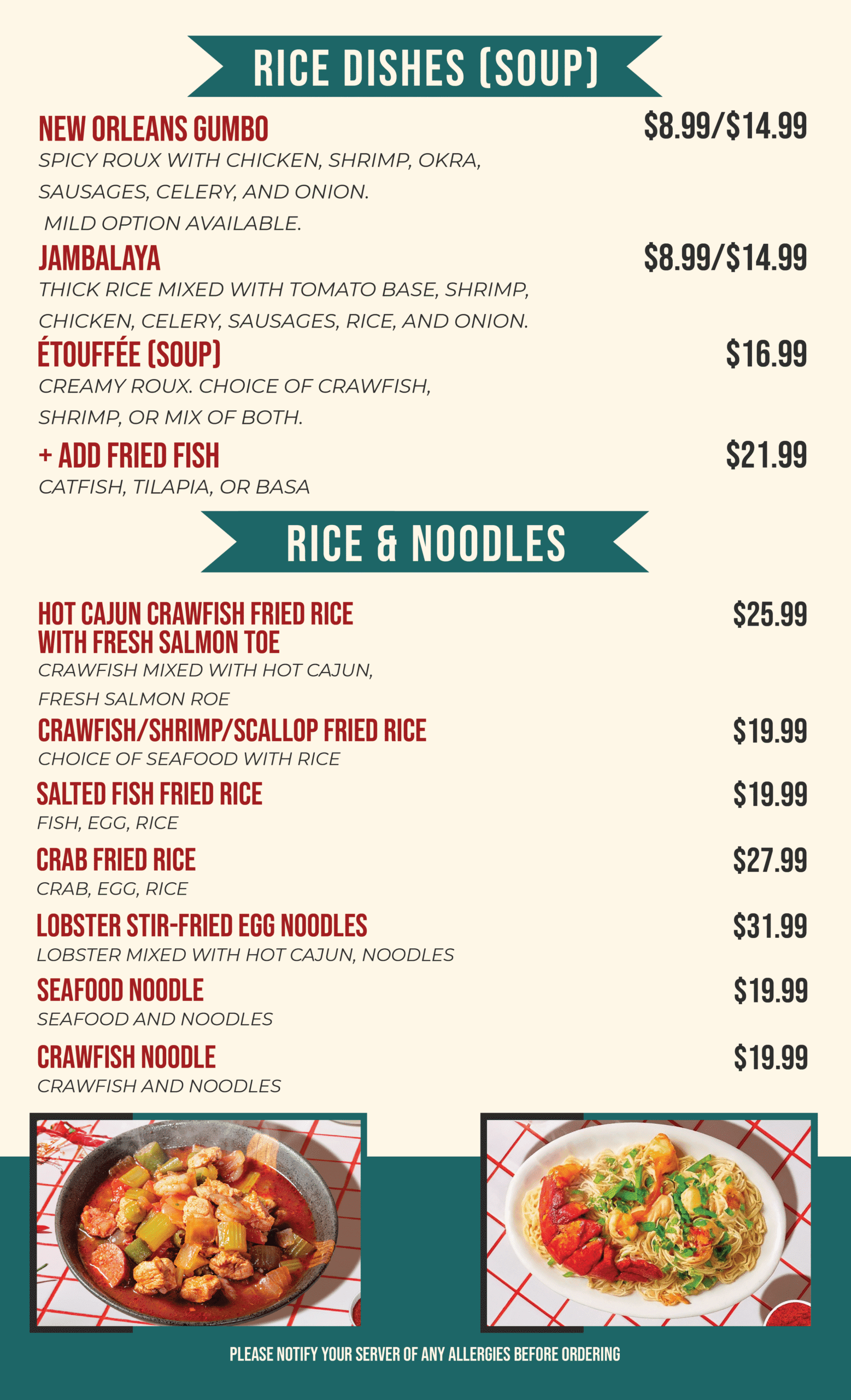 Menu – Hot Cajun Crawfish
