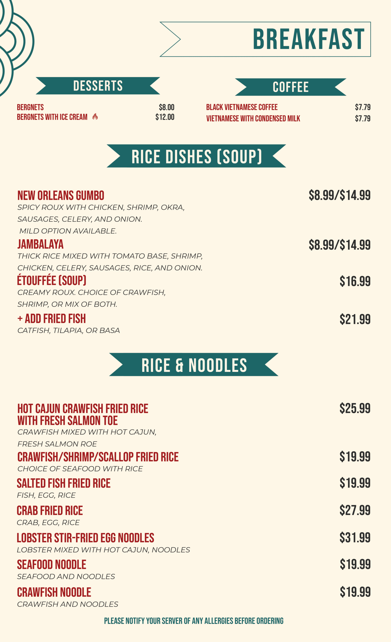 Menu – Hot Cajun Crawfish